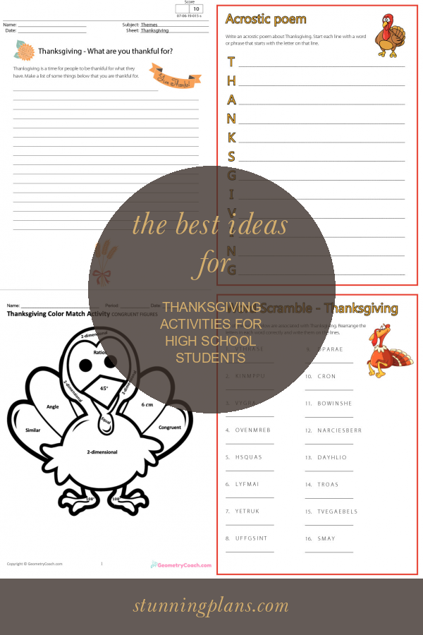 The Best Ideas For Thanksgiving Activities For High School Students